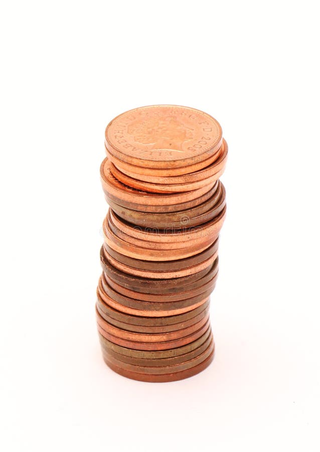 Stack of British Pennies stock image. Image of british - 42386533
