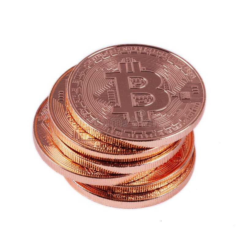 Stack of Bronze Bitcoin Isolated on White Background Stock Photo ...