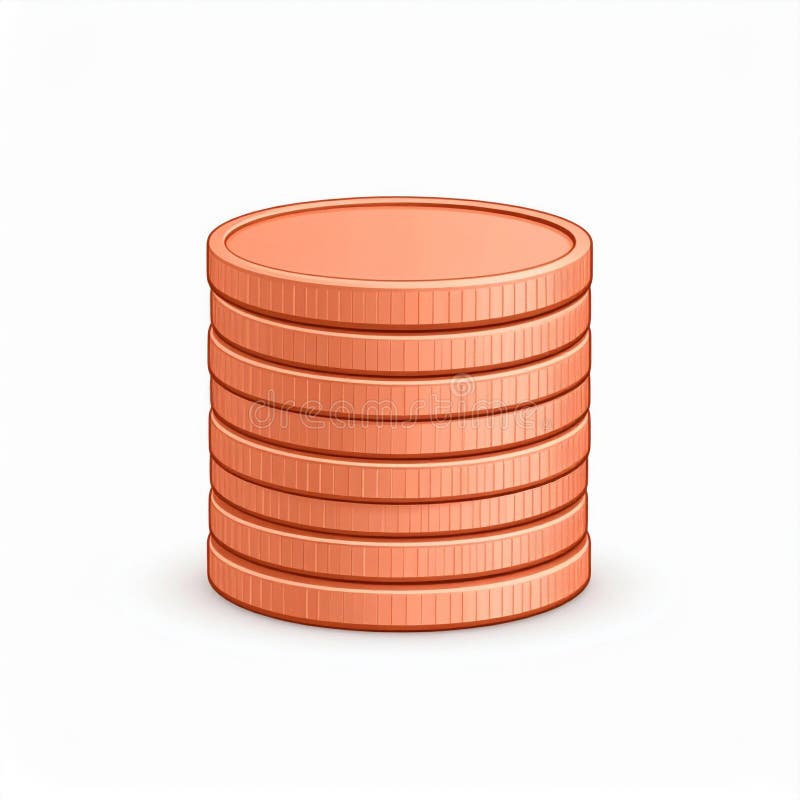 Stack of Bronze Coins on White Background Stock Illustration ...