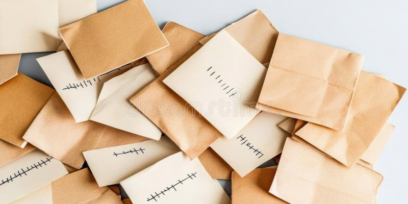 Stack of Brown and Beige Envelopes with Tally Marks Organized Mail Post ...