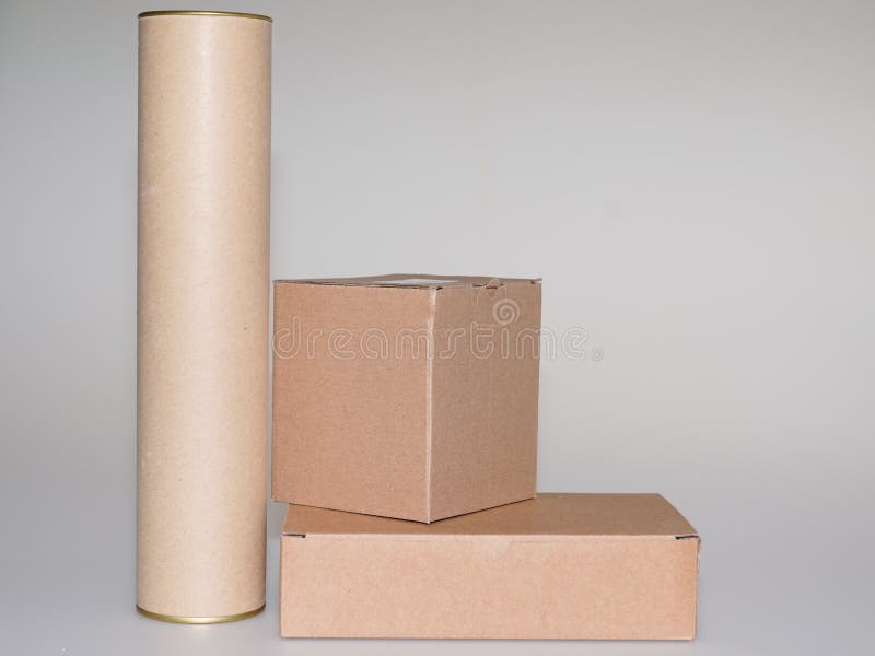 Stack of Brown Cardboard Boxes in Empty Room Wall Stock Photo - Image ...