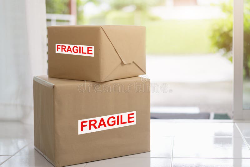 Stack of Brown Cardboard Boxes, Fragile Box, Fast and Reliable Service ...