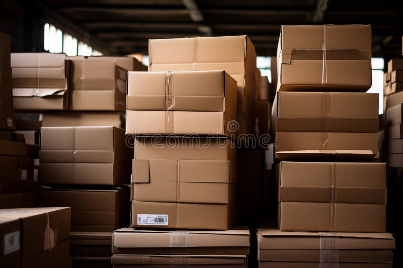 Stack of Brown Corrugated Cardboard Boxes. Generative AI Stock Image ...