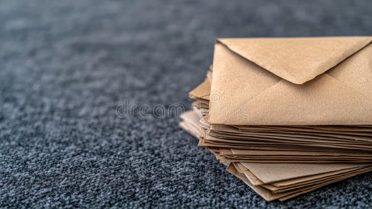 Stack of Brown Craft Paper Envelopes on Textured Surface. Stock ...