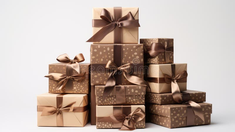 Stack brown gift box stock illustration. Illustration of gift - 361897087