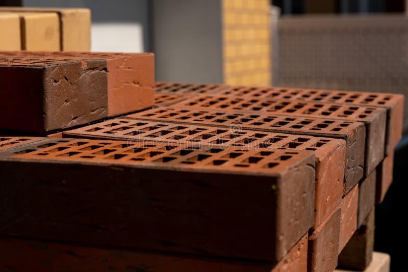A Stack of Brown Hollow Bricks on a Construction Site Stock Photo ...