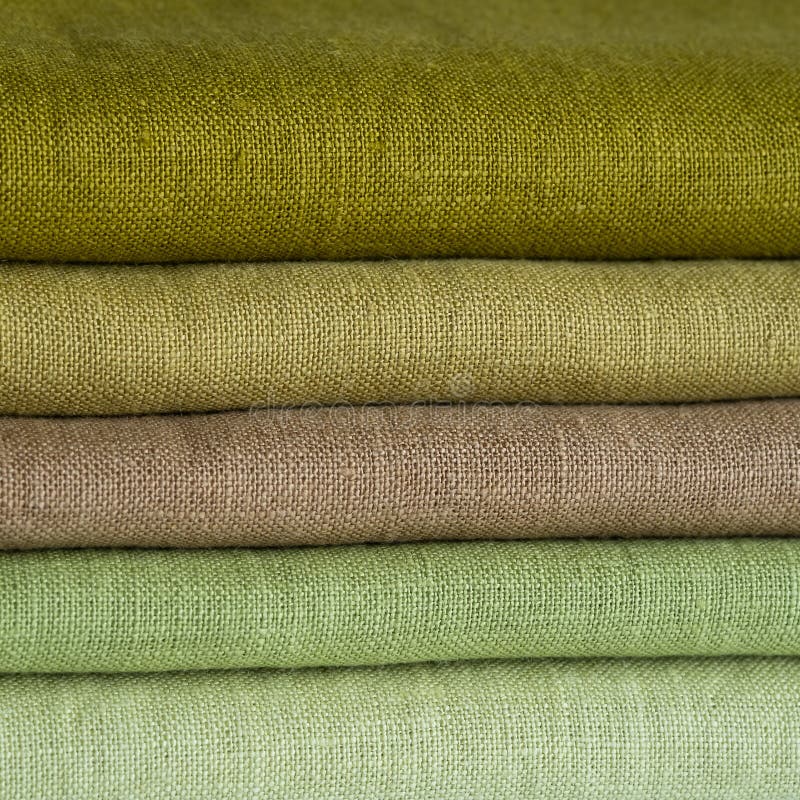Stack of Brown Linen Fabrics, Close Up Stock Image - Image of fashion ...
