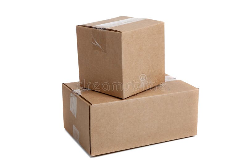 Stack of Packing Boxes on a White Background Stock Image - Image of ...