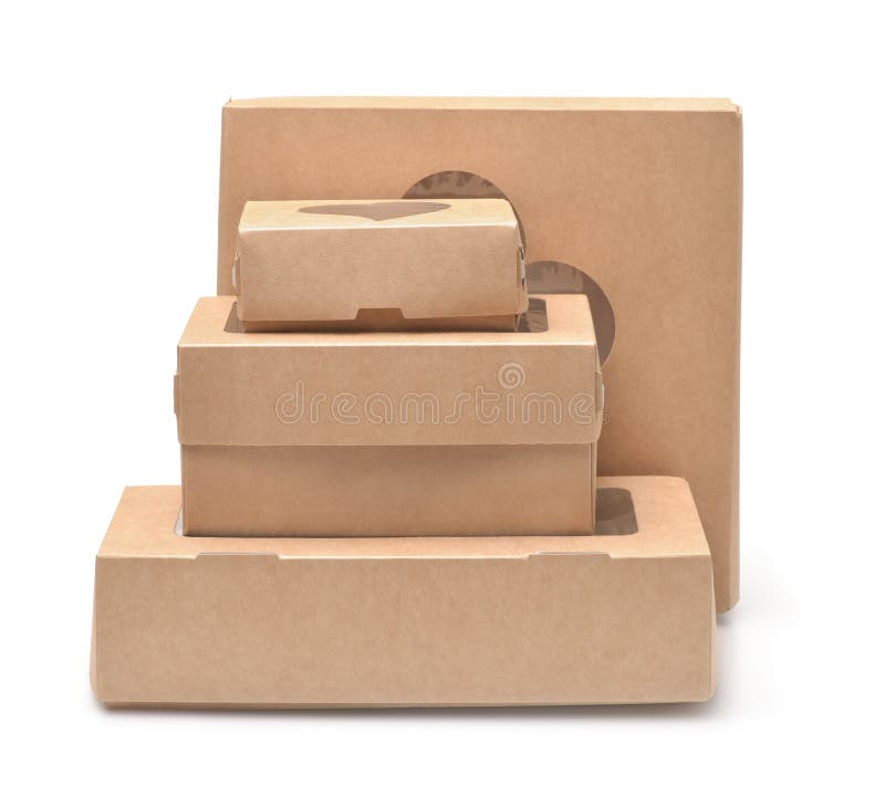 Stack of Brown Paper Boxes with Windows Stock Photo - Image of gift ...