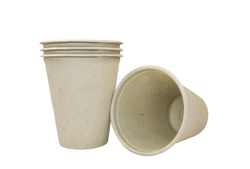 Stack of Brown Paper Cups on a White Background with Clipping Path ...