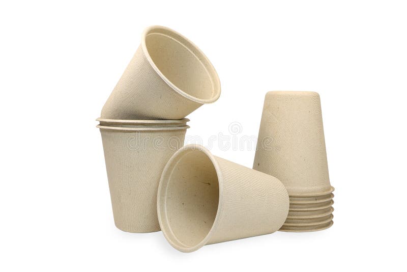 Stack of Brown Paper Cups on a White Background with Clipping Path ...