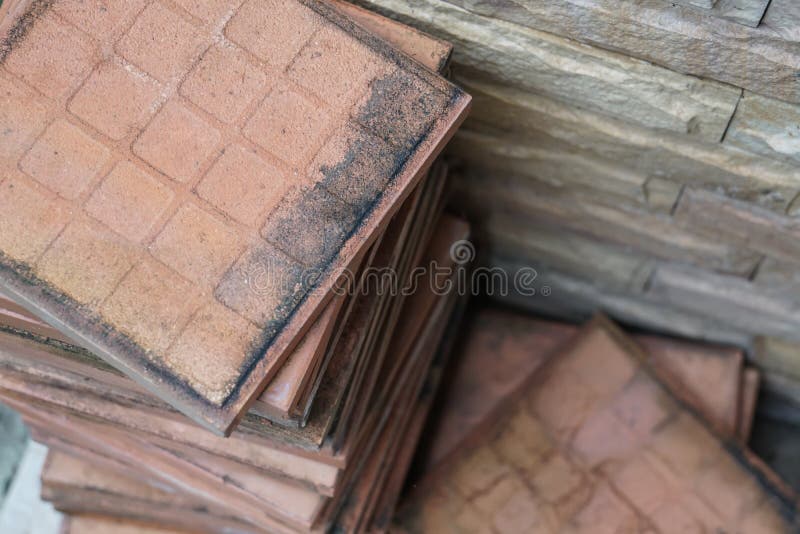 Stack of Brown Square Tiles for Floor Construction Stock Photo - Image ...