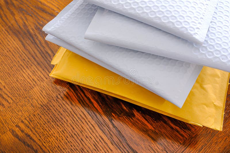 Stack of Bubble Mailers To Mail Documents Stock Image - Image of pile ...