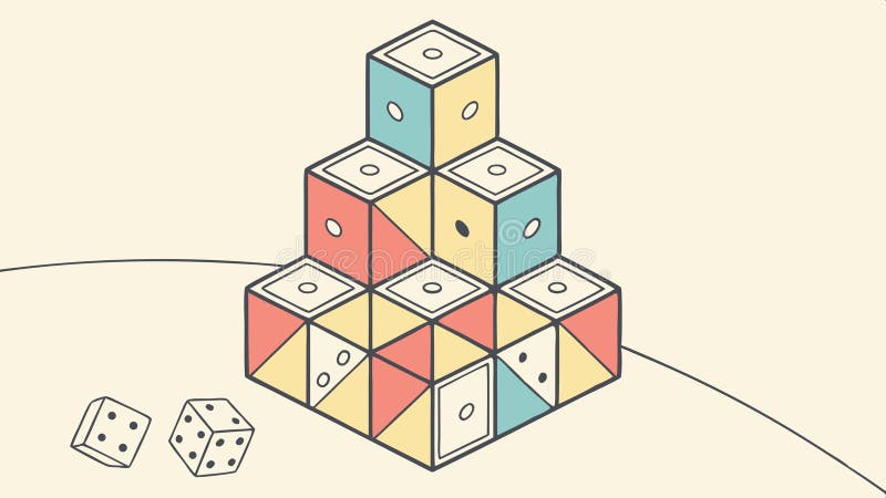 Stack of Building Blocks with Dice and Stars Childhood Fun Vector ...