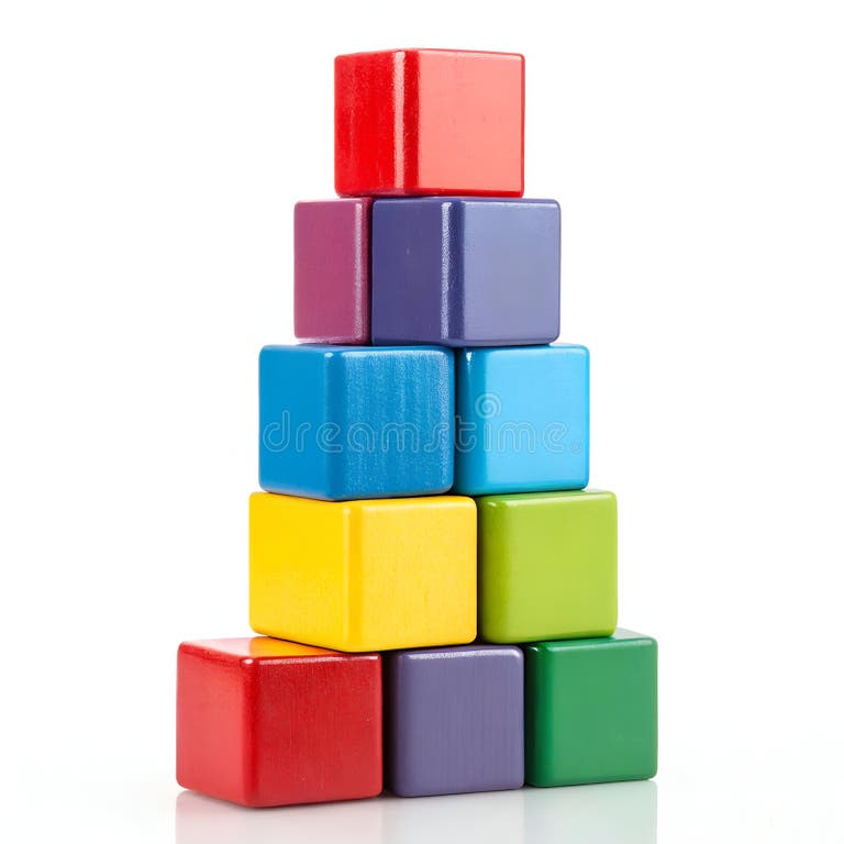 Stack of Building Blocks Isolated on White Background Stock ...