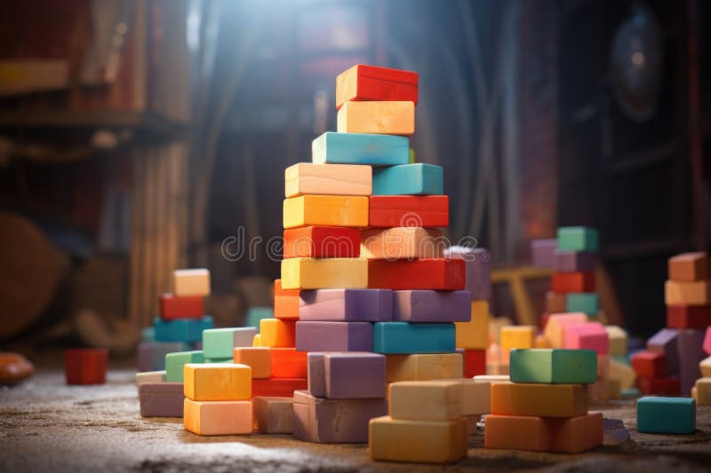 Stack of Building Blocks Ready To Be Knocked Down Stock Photo - Image ...