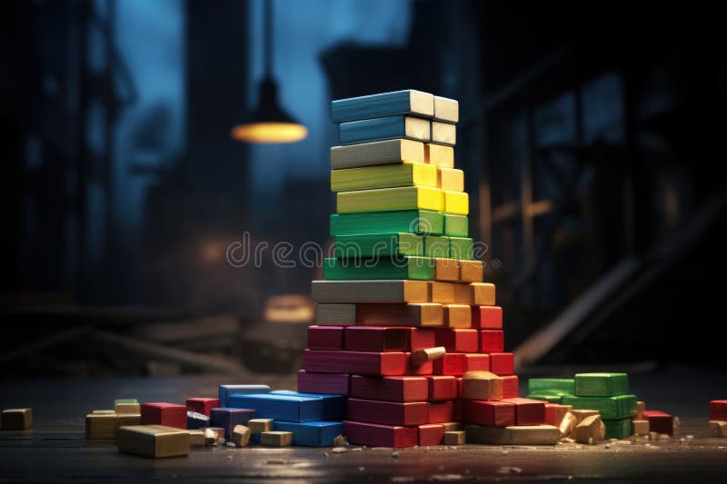 Stack of Building Blocks Ready To Be Knocked Down Stock Photo - Image ...