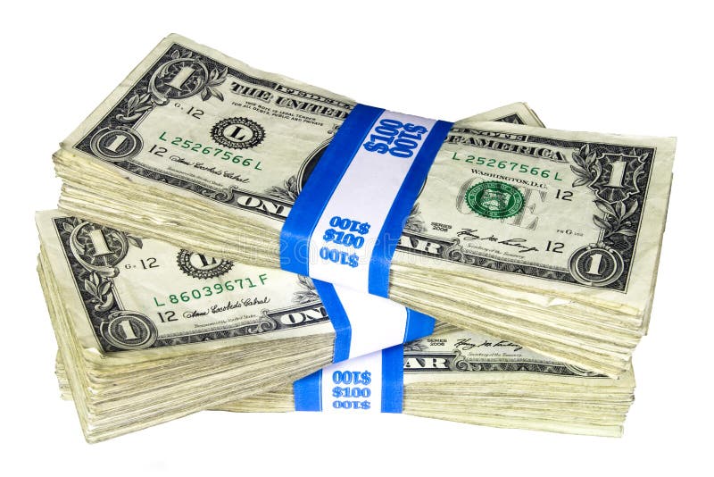 Stack of Bundled One-Dollar Notes Stock Image - Image of money, dollars ...