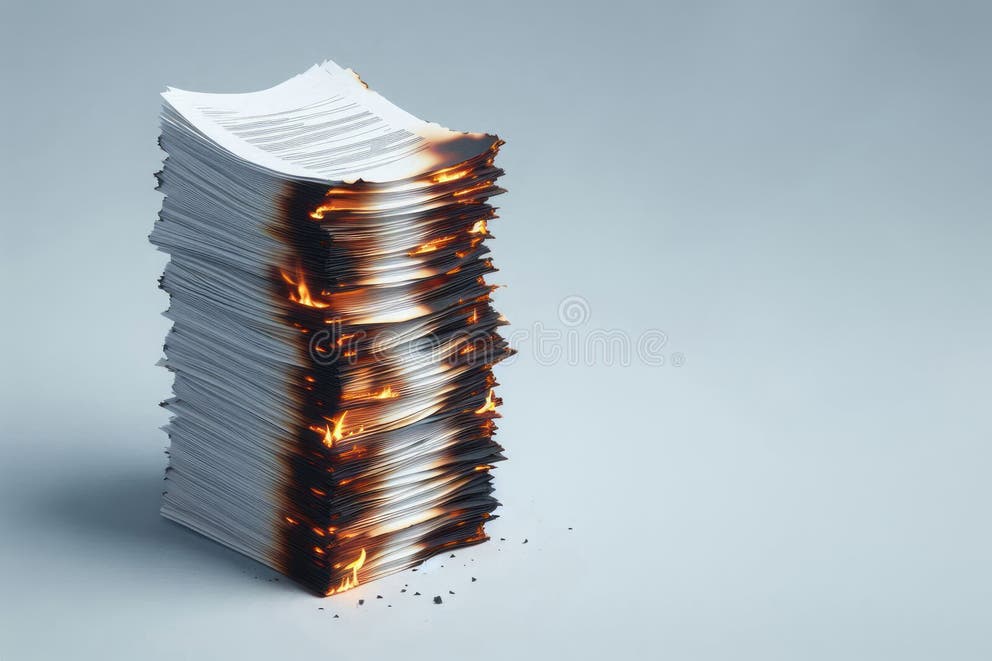 A Stack of Burning Documents. Space for Text. Stock Photo - Image of ...