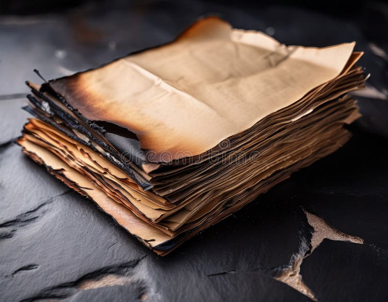 A Stack of Burnt Edges Paper Creating a Vintage Aesthetic Placed on a ...