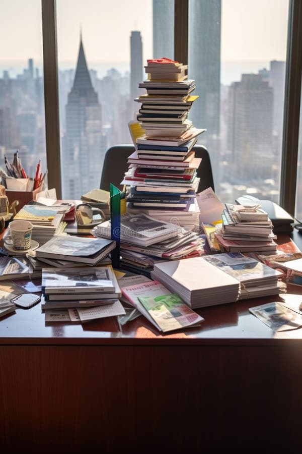 Stack of Business Books on a Clean Office Table Stock Illustration ...