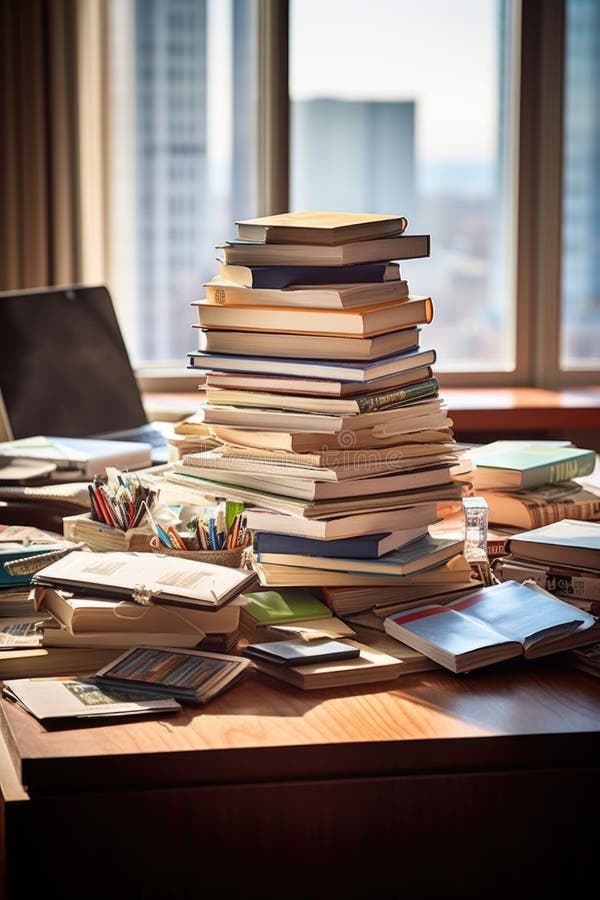 Stack of Business Books on a Clean Office Table Stock Illustration ...