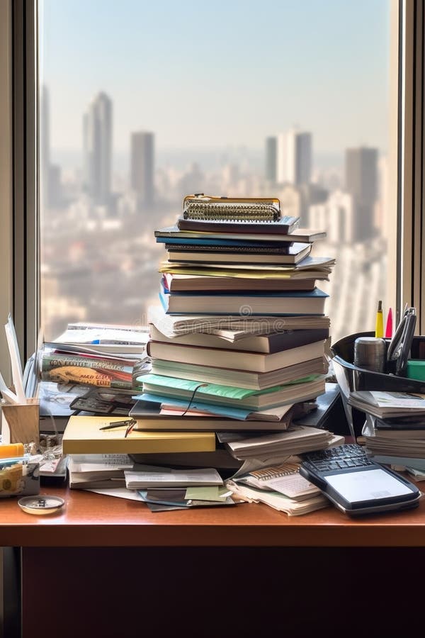 Stack of Business Books on a Clean Office Table Stock Illustration ...