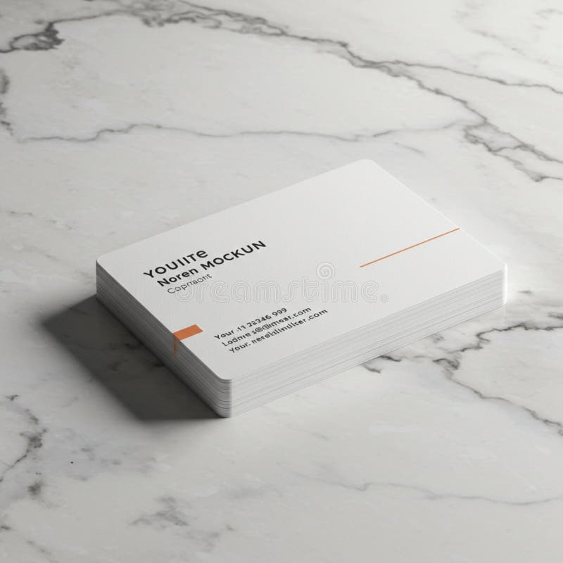 Stack of Business Cards on a Marble Surface. the Cards Have a Simple ...