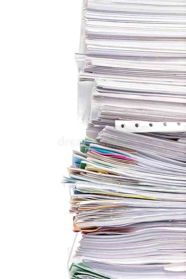 Stack of Business Document Papers Isolated on White Background Stock ...