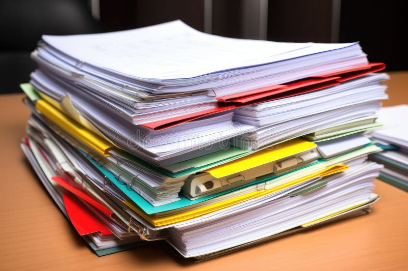 Stack of Business Documents, Each Neatly Aligned and Labeled Stock Illustration - Illustration ...