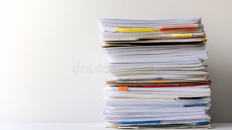 Stack of Business Documents Papers on White Background Stock ...