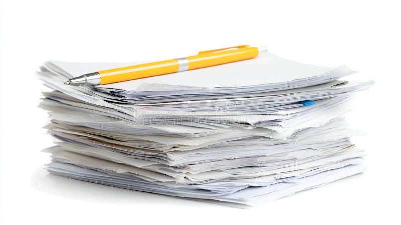 Stack of Business Documents Papers on White Background Stock ...
