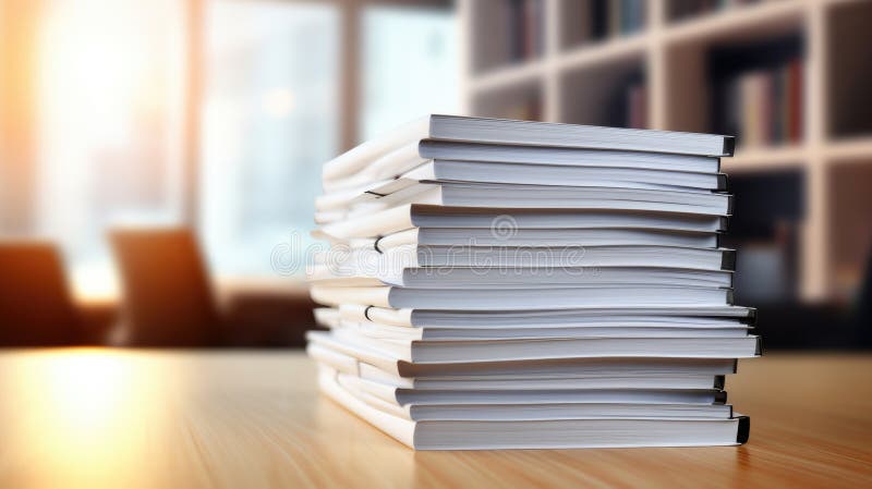 Stack of Business Documents on a Wooden Desk.AI Generated Image Stock ...