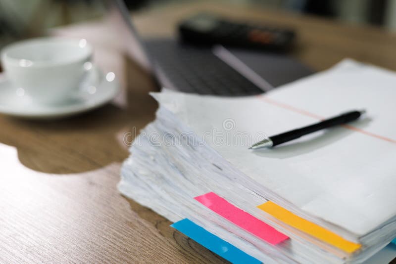 Stack of Business Paper Businessman Working Reading Documents Graph ...