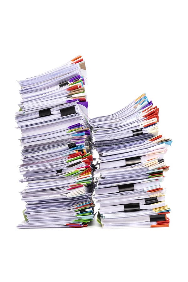 Stack of Business Papers Isolated on White Background Stock Image ...