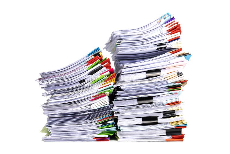 Stack of Business Papers Isolated on White Background Stock Image ...