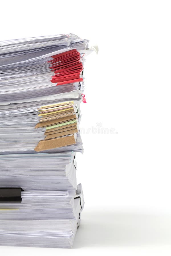 Stack of Business Papers Isolated on White Stock Photo - Image of ...