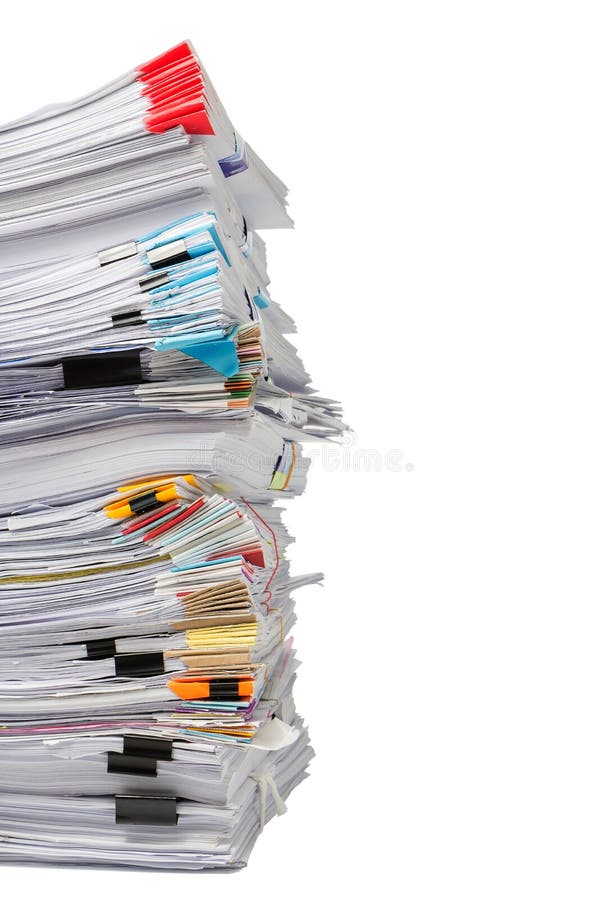 Stack of Business Papers Isolated on White Stock Image - Image of media ...