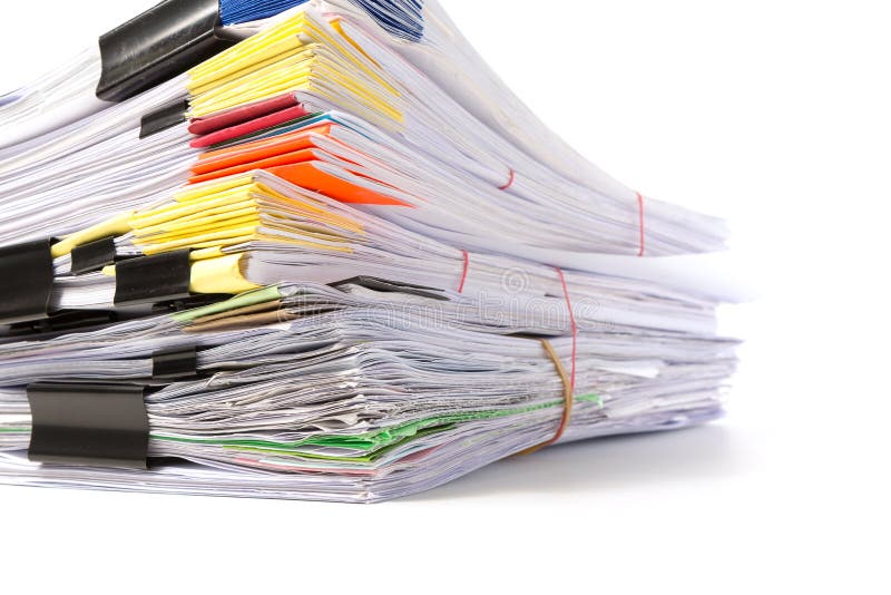 Stack of Business Papers Isolated on White Stock Image - Image of note ...