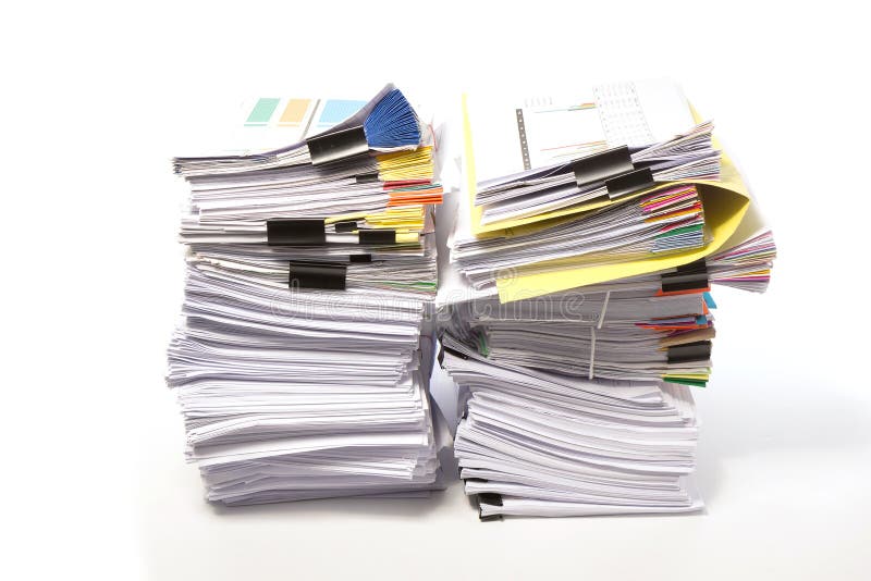 Stack of Business Papers Isolated on White Stock Photo - Image of ...