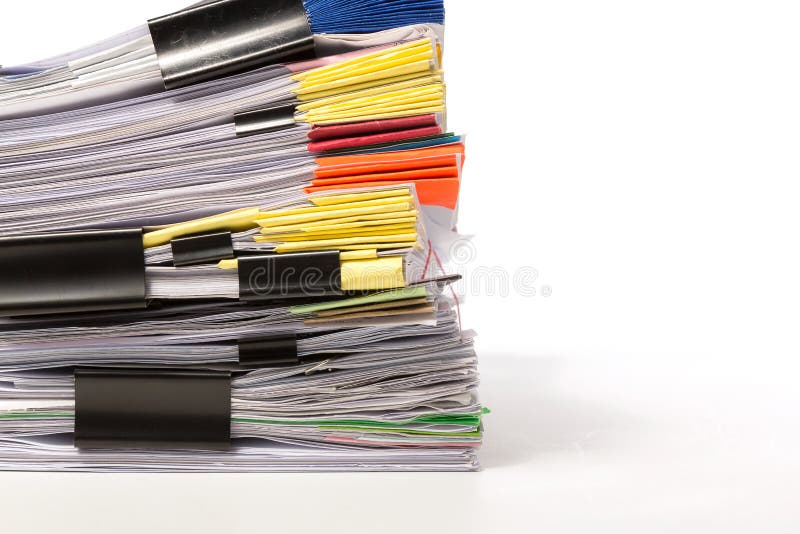 Stack of Business Papers Isolated on White Stock Photo - Image of ...