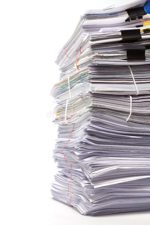 Stack of Business Papers on White Stock Image - Image of high, media ...