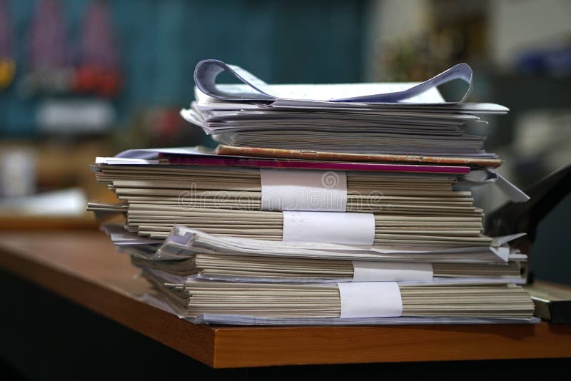 Stack of Business Report Paper Files Stock Image - Image of management ...