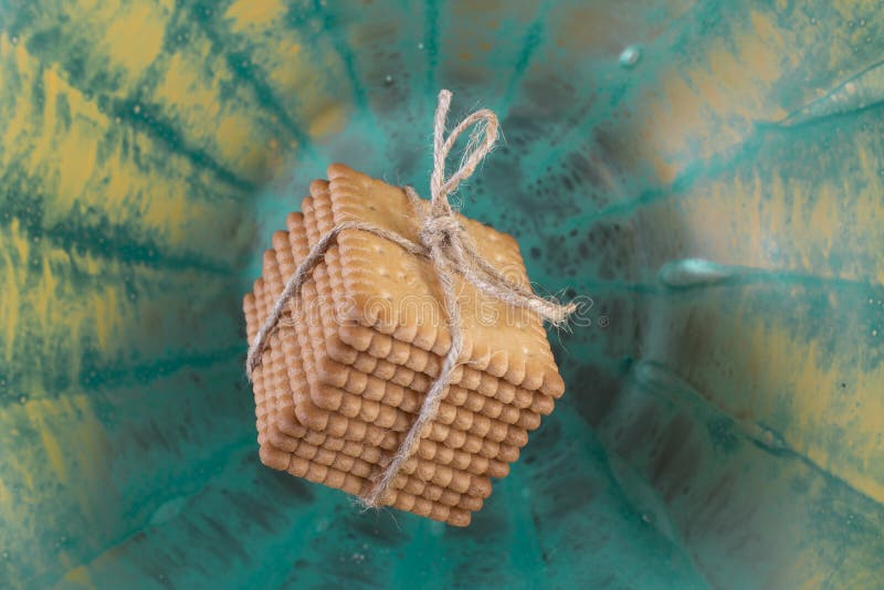 Stack of Butter Biscuits and Tied with a Jute Rope Bow, Stock Photo ...