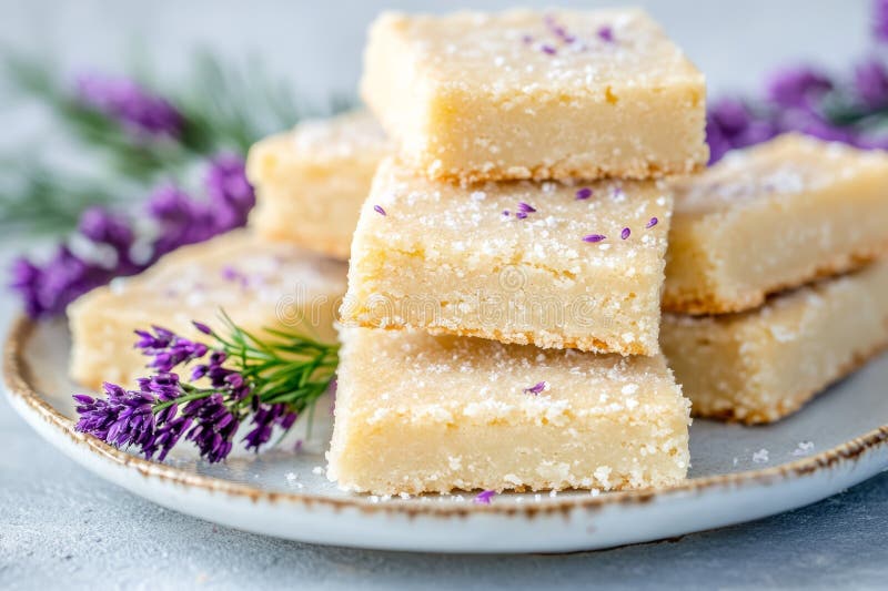 Stack of Buttery Lavender Shortbread Cookies Sprinkled with Sugar on ...
