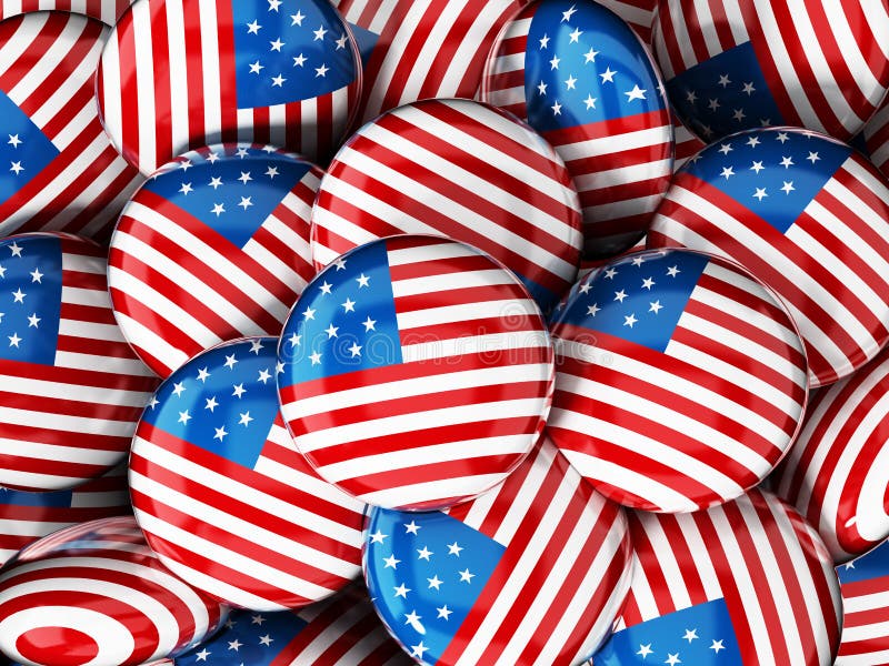 Stack of Buttons with American Flag. 3D Illustration Stock Illustration ...