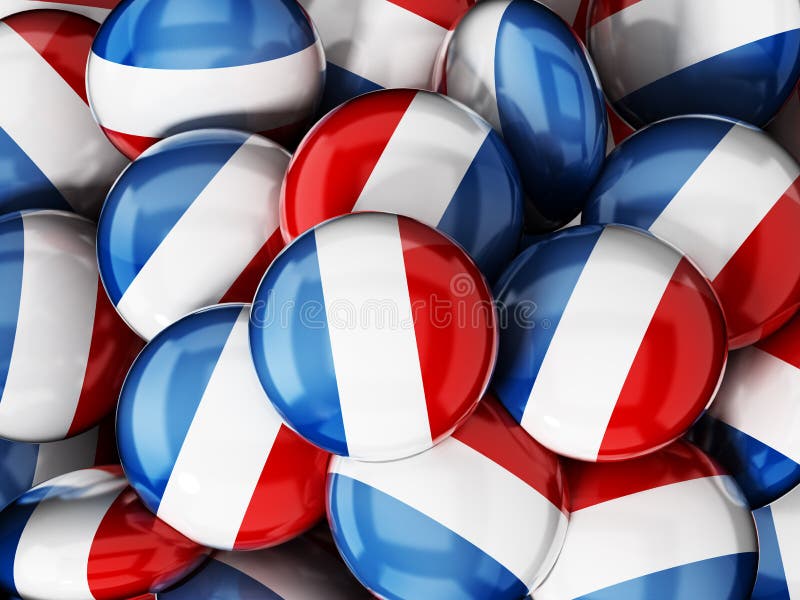 Stack of Buttons with French Flag. 3D Illustration Stock Illustration ...