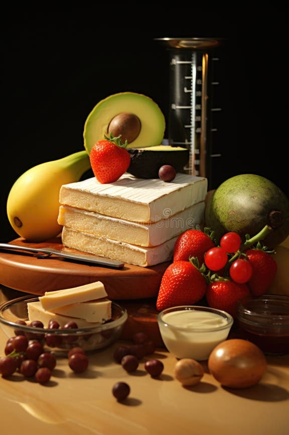 A Stack of Cake Covered in Fruit on a Table. Suitable for Food and Dessert Concepts Stock Photo ...