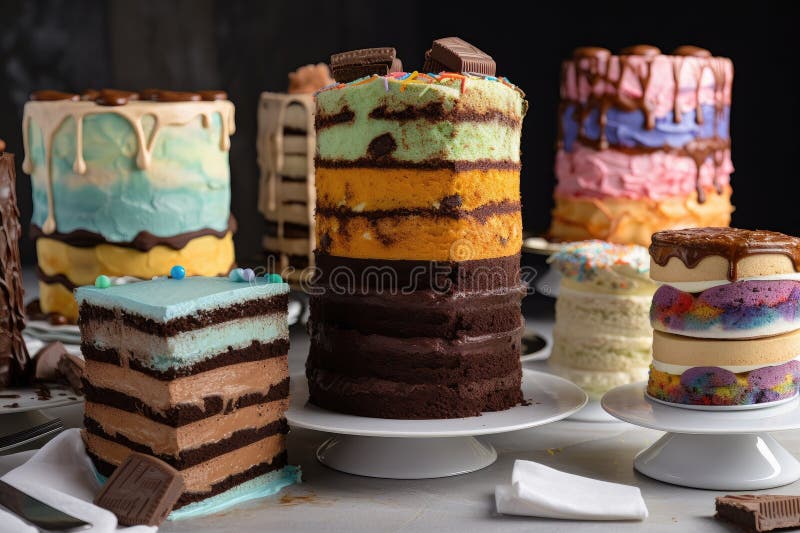 A Stack of Cakes, Each Layer with a Different Flavor and Frosting ...