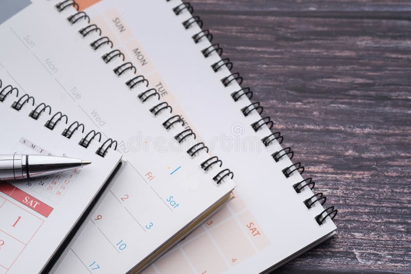 Stack of Calendar and Pen on Office Desk Stock Photo - Image of office ...